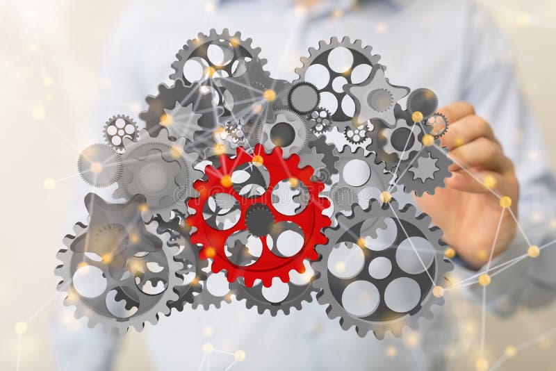 Businessman Touching Gears- a Concept of Success Stock Illustration ...