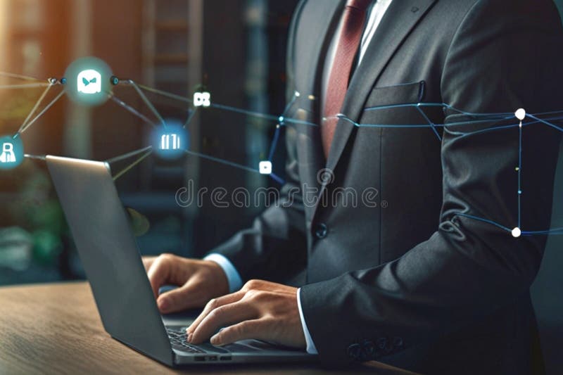 Businessman Touching Global Network and Data Exchanges Connection ...