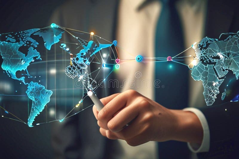 Businessman Touching Global Network and Data Exchanges Connection ...