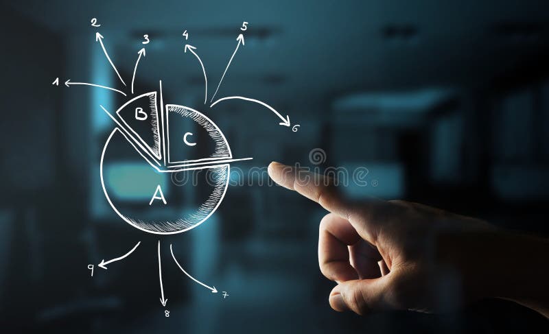 Businessman Touching Hand Drawn Charts Stock Illustration ...