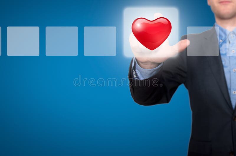 Businessman Touching Heart Button and Ticking Check Box Stock Image ...