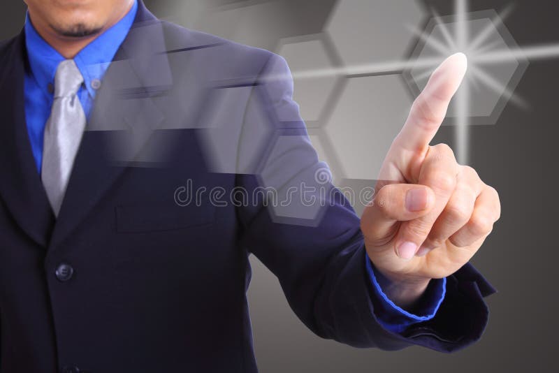 Businessman Touching for Order Something Stock Image - Image of ...