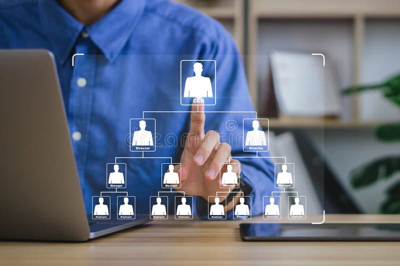 Businessman Touching Organization Chart with Hierarchy Structure of ...