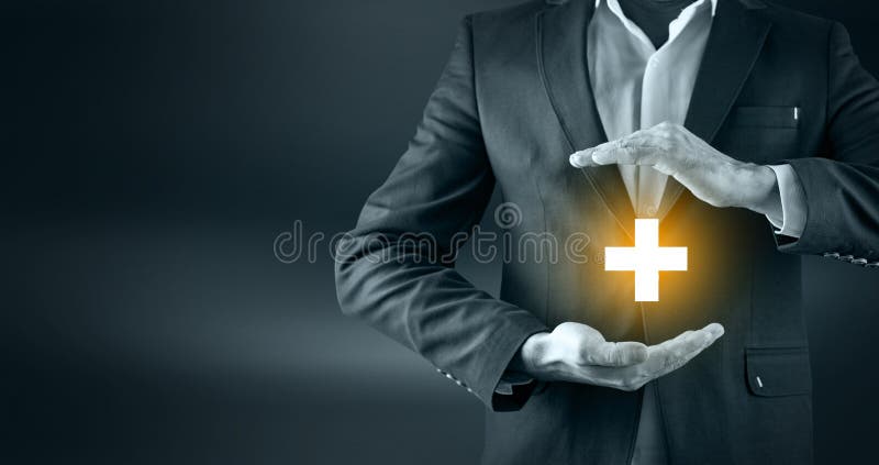 Businessman Touching Plus Sign Stock Image - Image of profit ...