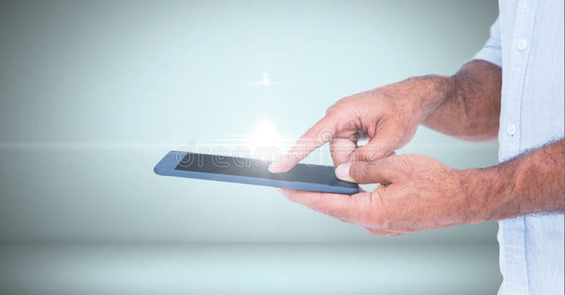 Businessman Touching Tablet Computer Stock Image - Image of empty ...