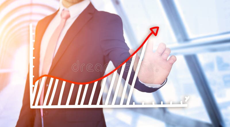 Businessman Touching Technology Interface with Financial Curve a Stock ...