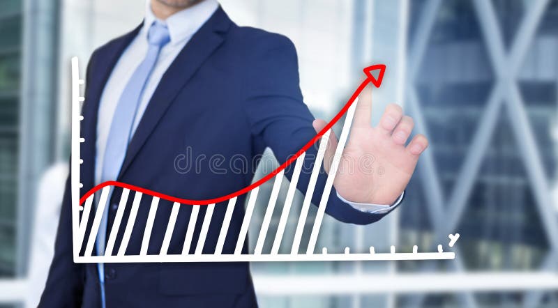 Businessman Touching Technology Interface with Financial Curve a Stock ...