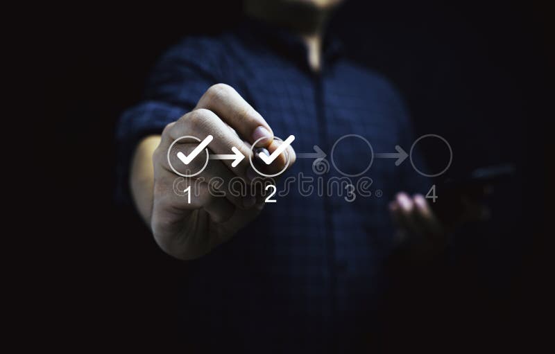 Businessman Touching To Tick Correct Mark in Checklist To Remind Work ...