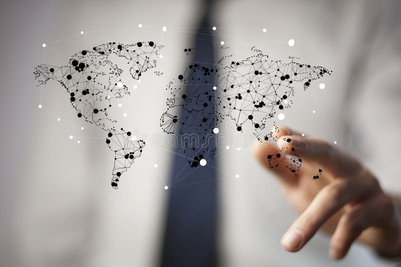Businessman Touching a World Map Stock Image - Image of connectivity ... Businessman Touching a World Map Stock Image - Image of connectivity ...