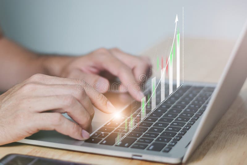 Businessman or Trader Using Computer with Virtual Technical Investment ...