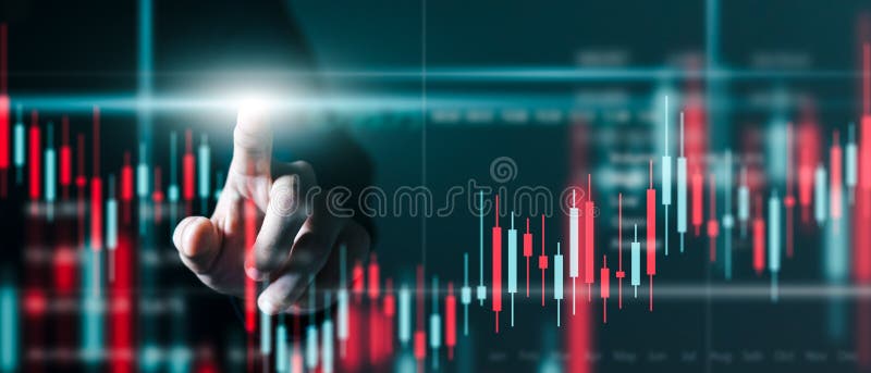 Businessman Trader at Work Technical Price Chart and Red and Green ...