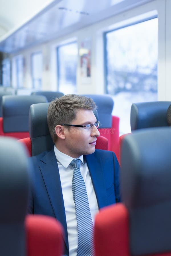 Businessman in a train stock photo. Image of young, vacations - 73643314