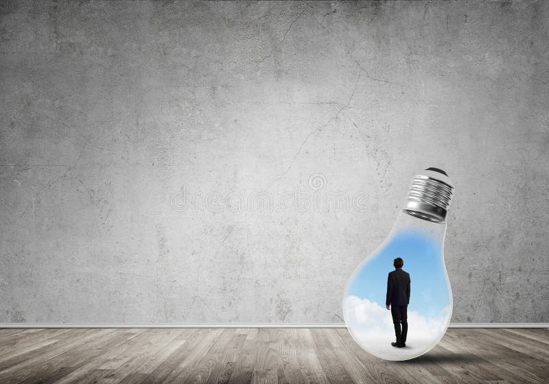 Businessman Trapped in Bulb Stock Photo - Image of energy, copyspace ...