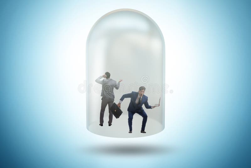 Businessman Trapped in Transparent Glass Stock Image - Image of covid ...