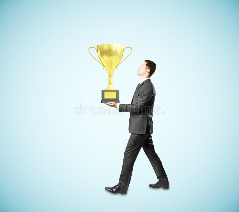 Trophy Blue Shiny Background Stock Image - Image of ribbon, champion ...