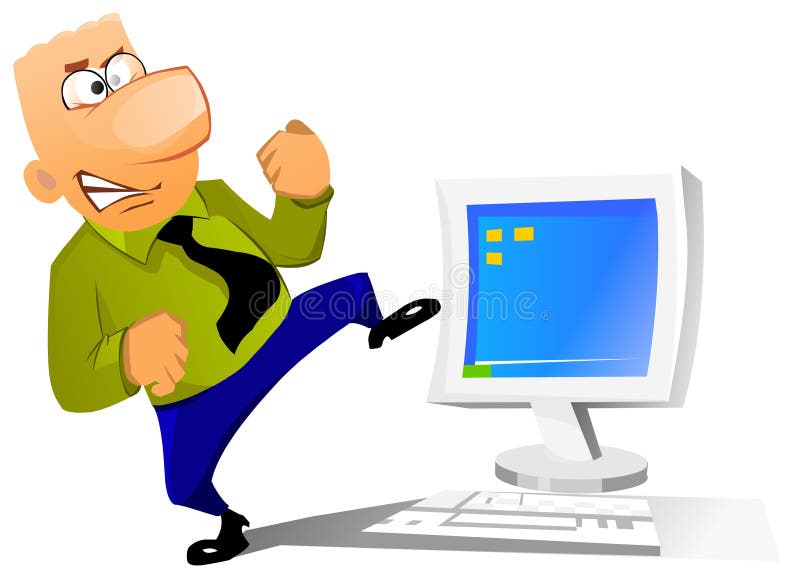 Businessman Trying To Break His Computer Stock Illustration ...