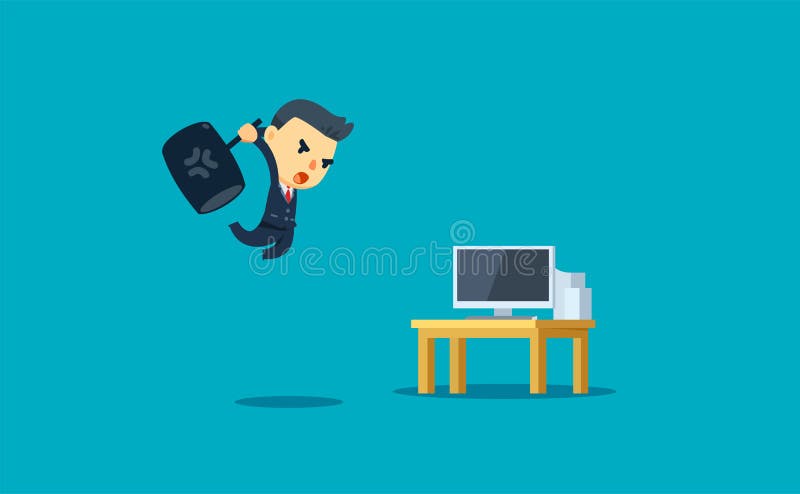 Mad Cartoon On Computer