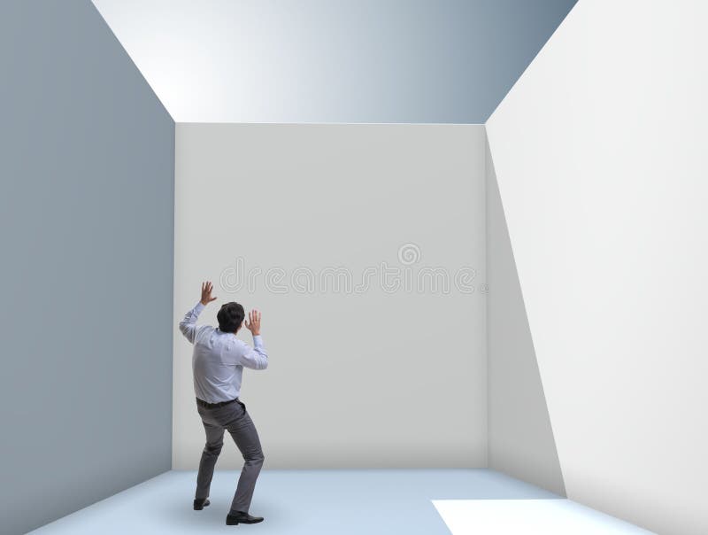 Businessman Trying To Escape from Difficult Situation Stock Photo ...