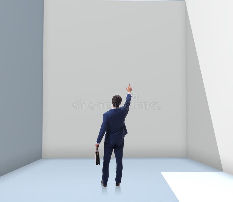 Businessman Trying To Escape from Difficult Situation Stock Photo ...