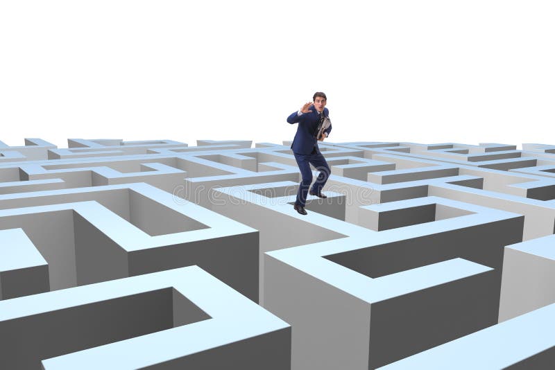 Businessman Trying To Escape from Maze Stock Image - Image of lost ...