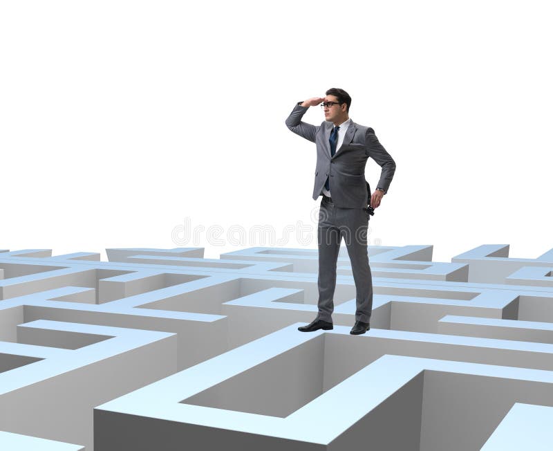 Businessman Trying To Escape from Maze Stock Image - Image of escaping ...