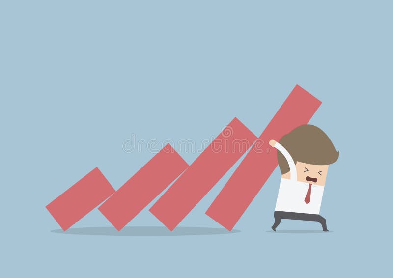 Businessman Trying To Stop Falling Graph Stock Vector - Illustration of ...