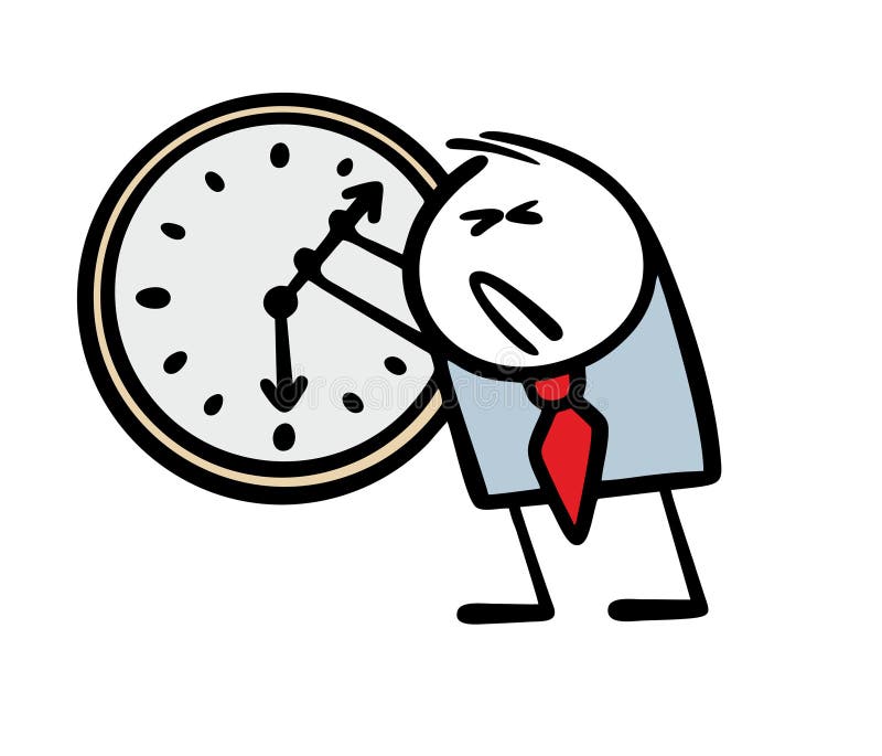 Businessman is Trying To Stop Time. Vector Illustration of a Man ...