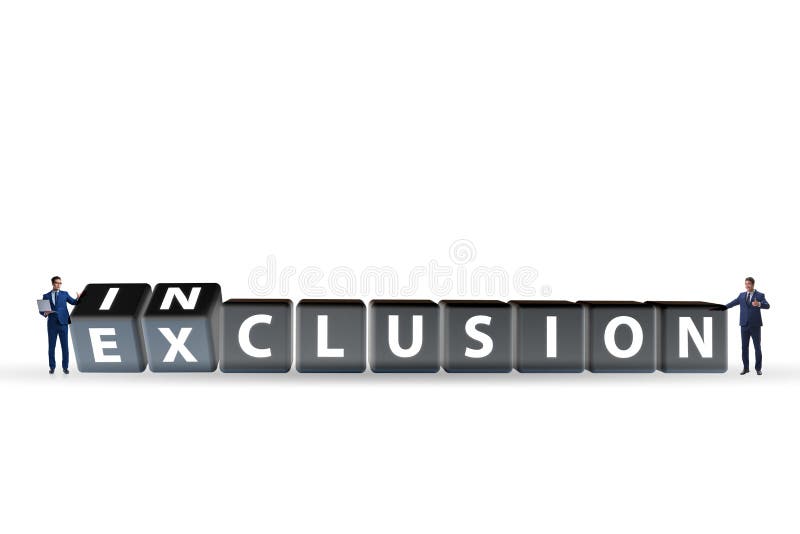 Inclusion or Exclusion Symbol. Businessman Turns Wooden Cubes and ...