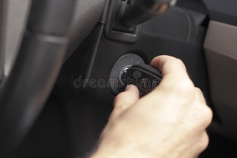 Man Turning the Ignition Key of His Car Stock Image - Image of turning ...