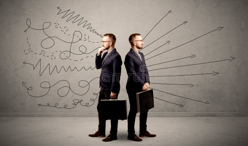 Businessman with Two Choices Stock Image - Image of path, indecision ...
