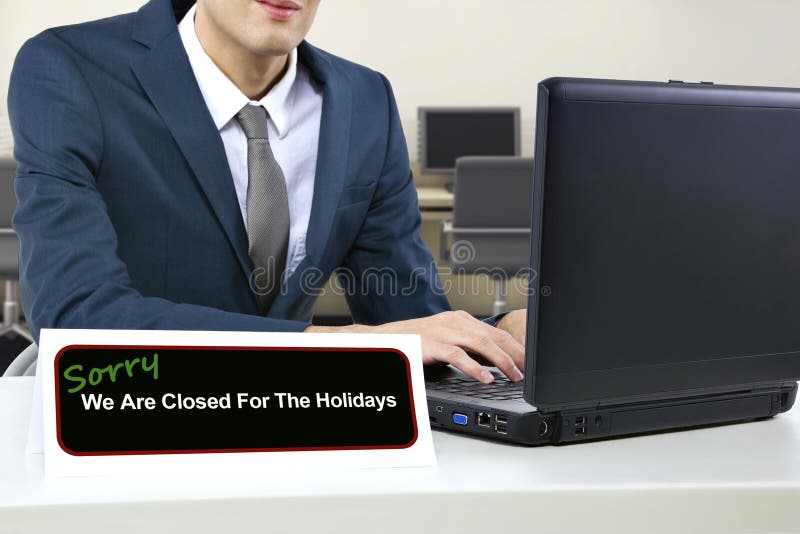 Businessman Typing an Auto Reply Vacation Email Stock Image - Image of ...
