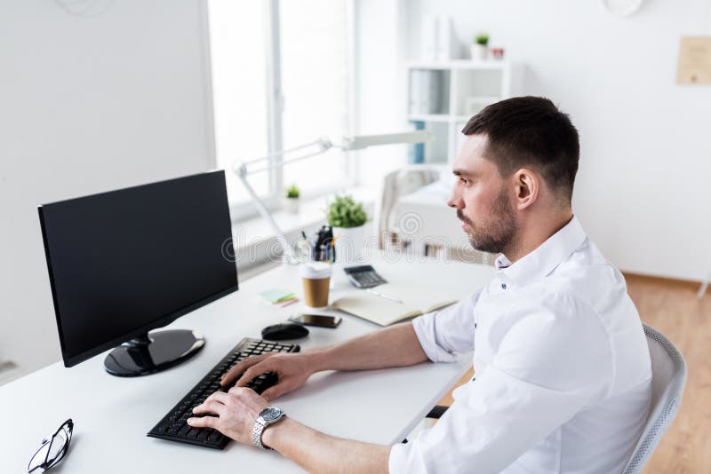 Businessman Typing on Computer Keyboard at Office Stock Image - Image ...