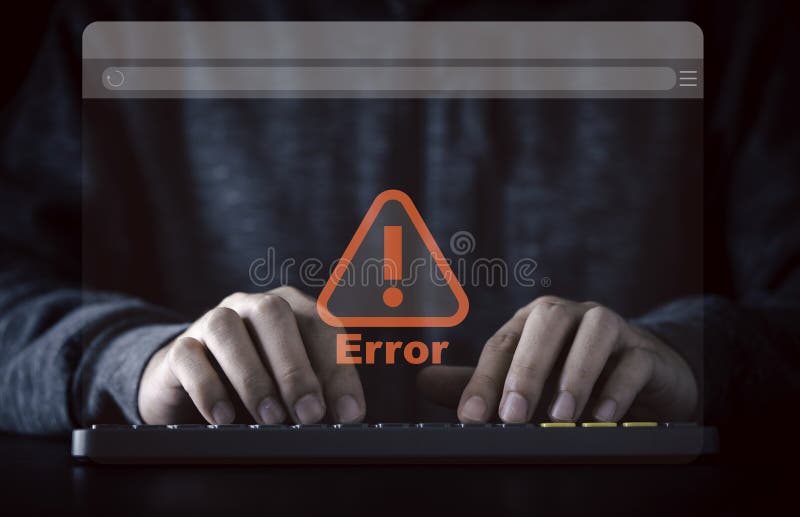 Businessman Typing on Computer Keyboard with Virtual Monitor Red ...