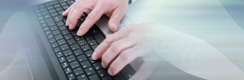 Businessman Typing on His Laptop; Panoramic Banner Stock Image - Image ...