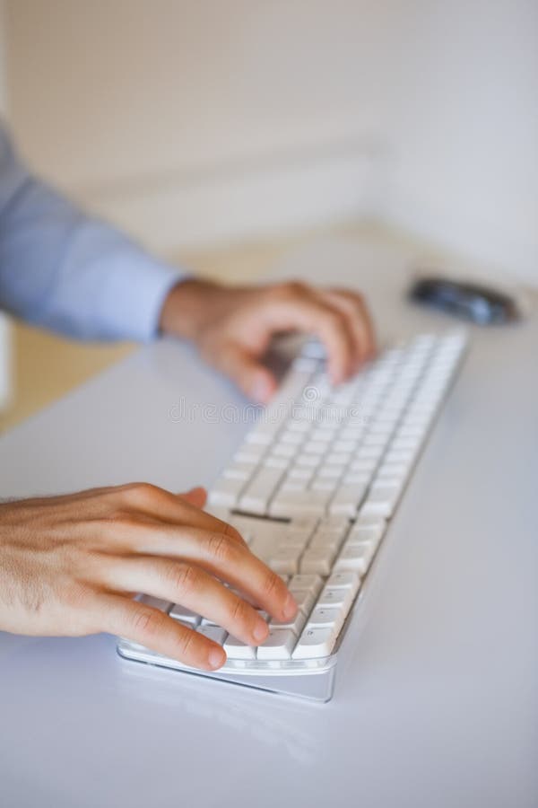 Businessman Typing on Keyboard at Desk Stock Image - Image of workplace ...