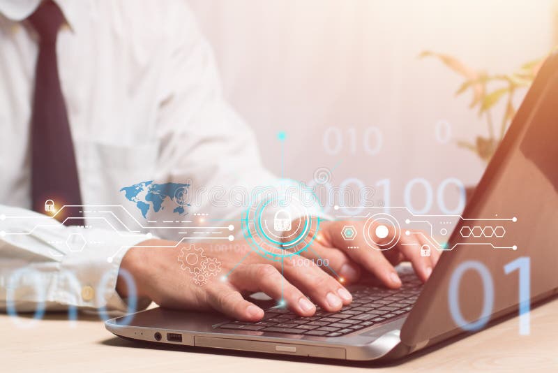 The Businessman Typing on the Keyboard of a Laptop Computer, Internet ...