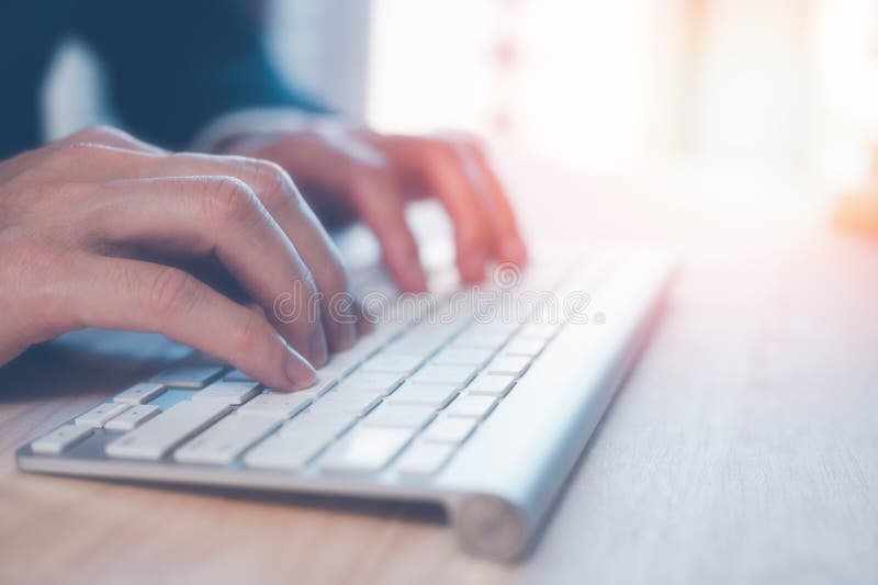 Businessman Typing on Keyboard on Office Table, Working Space, Working ...