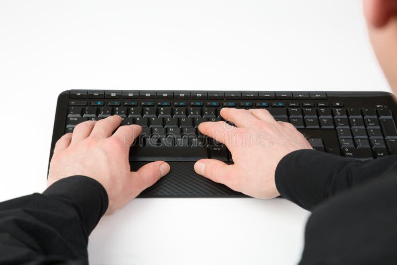 Over Shoulder Keyboard Typing Stock Image - Image of isolated, desktop ...
