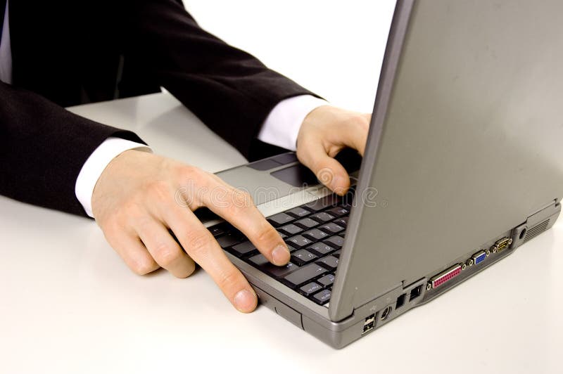 Businessman Typing On Laptop Stock Image - Image of notebook, keyboard ...
