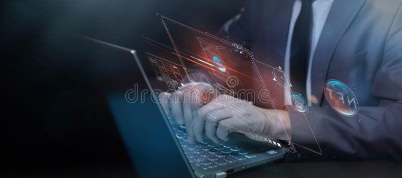 Working on Computer and NFT Access To Digital Objects Stock Photo ...