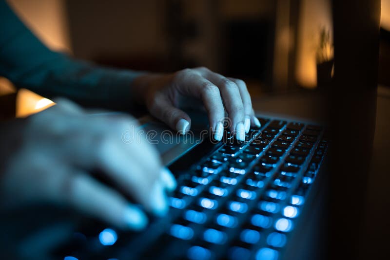 Businessman Typing Recent Updates on Lap Top Keyboard on Desk. Man in ...