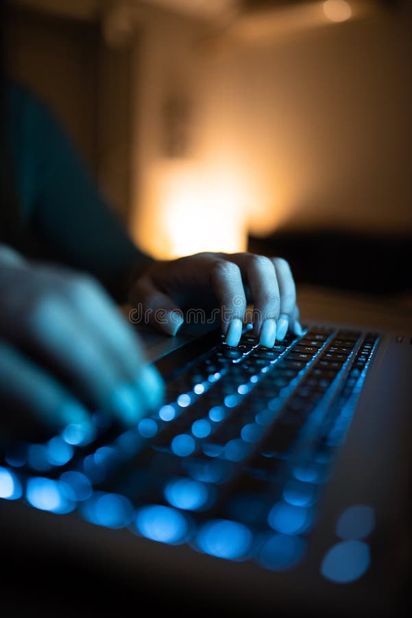 Businessman Typing Recent Updates on Lap Top Keyboard on Desk. Man in ...