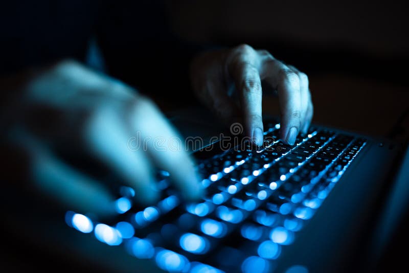 Businessman Typing Recent Updates on Lap Top Keyboard on Desk. Man in ...