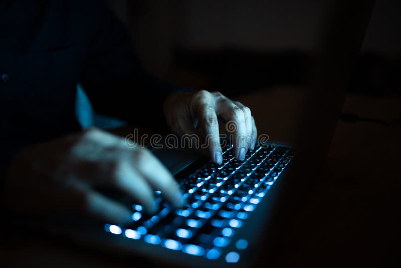 Businessman Typing Recent Updates on Lap Top Keyboard on Desk. Man in ...