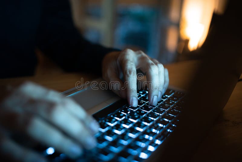 Businessman Typing Recent Updates on Lap Top Keyboard on Desk. Man in ...