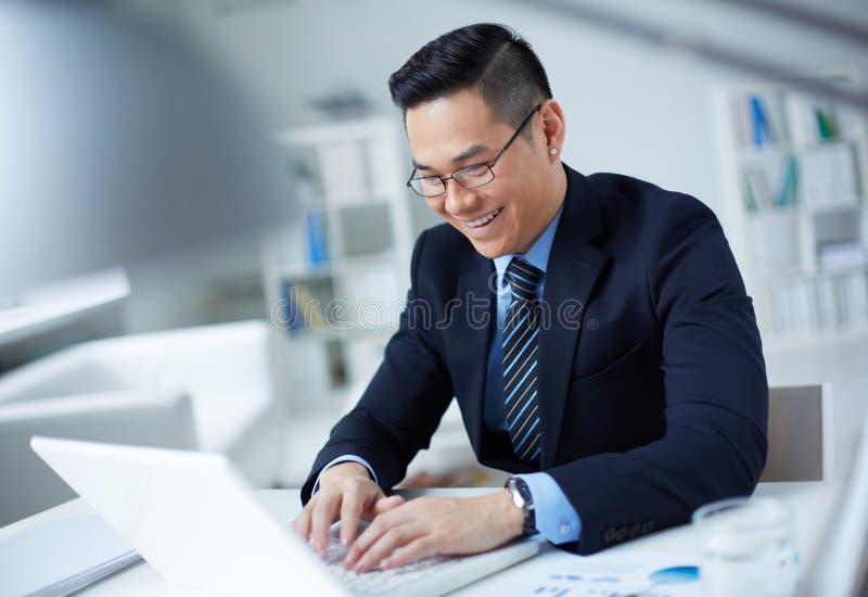 Businessman typing stock photo. Image of lifestyle, expertise - 45158818