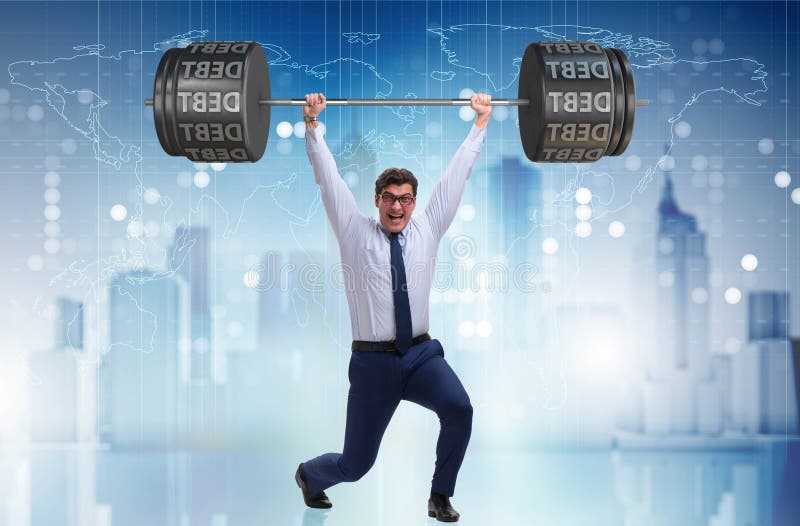 Businessman Under Heavy Burden of Debt Stock Photo - Image of ...