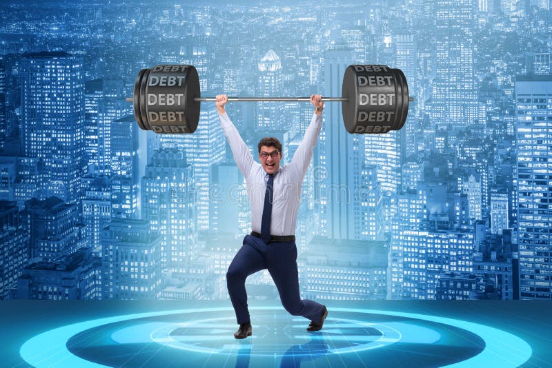 The Businessman Under Heavy Burden of Debt Stock Image - Image of ...