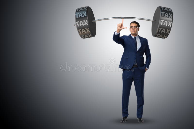 The Businessman Under Heavy Burden of Taxes Stock Image - Image of ...