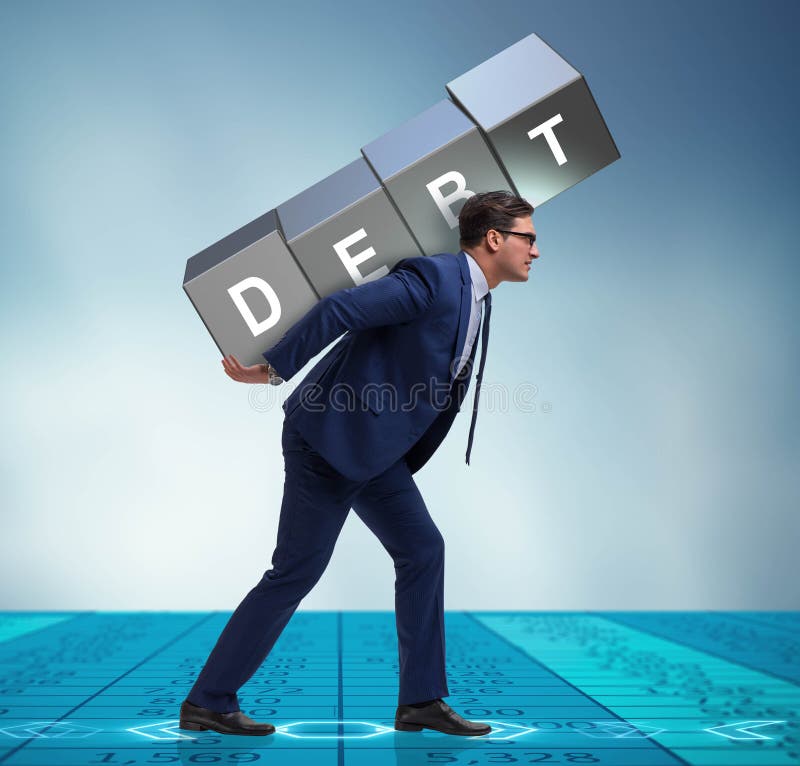 Businessman Under Heavy Debt Burden Stock Photo - Image of businessman ...